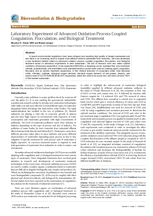 (PDF) Laboratory Experiment of Advanced Oxidation Process Coupled ...