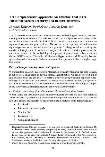 (PDF) The Comprehensive Approach: An Effective Tool in the Pursuit of ...