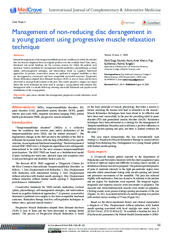 (PDF) Management of non-reducing disc derangement in a young patient ...