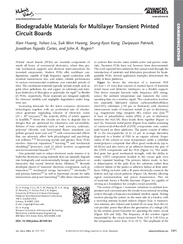 (PDF) Biodegradable Materials for Multilayer Transient Printed Circuit ...