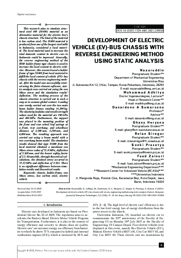 (PDF) Development of electric vehicle (EV)-bus chassis with reverse ...