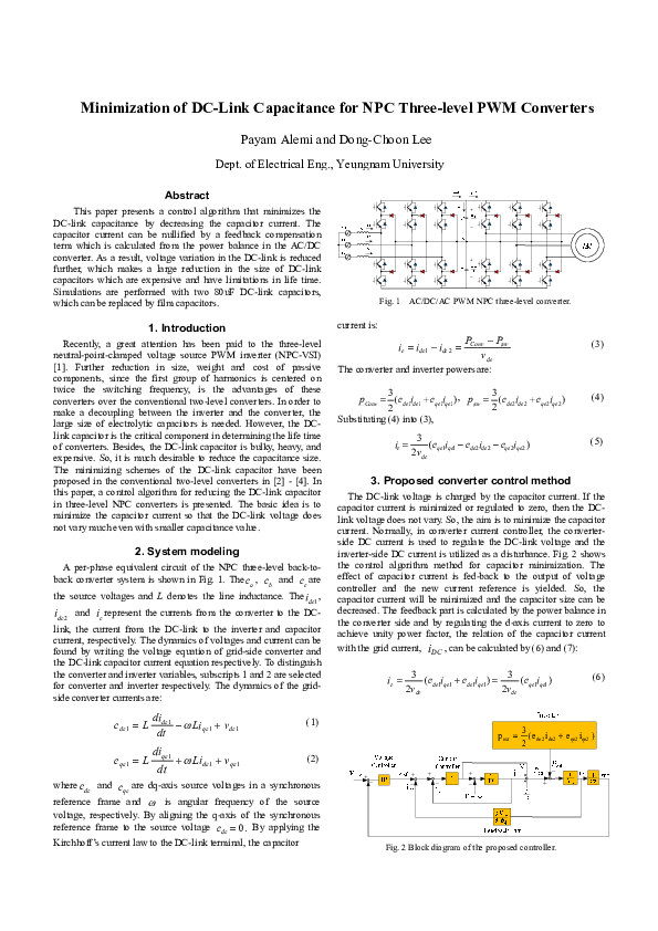 (PDF) Minimization of DC-Link Capacitance for NPC Three-level PWM Converters