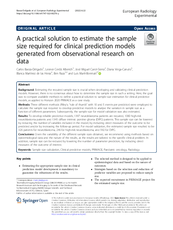 (PDF) A practical solution to estimate the sample size required for clinical prediction models ...