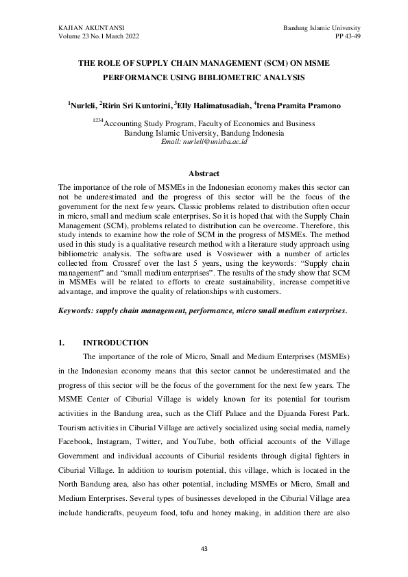(PDF) The Role Of Supply Chain Management (SCM) On MSME Performance ...