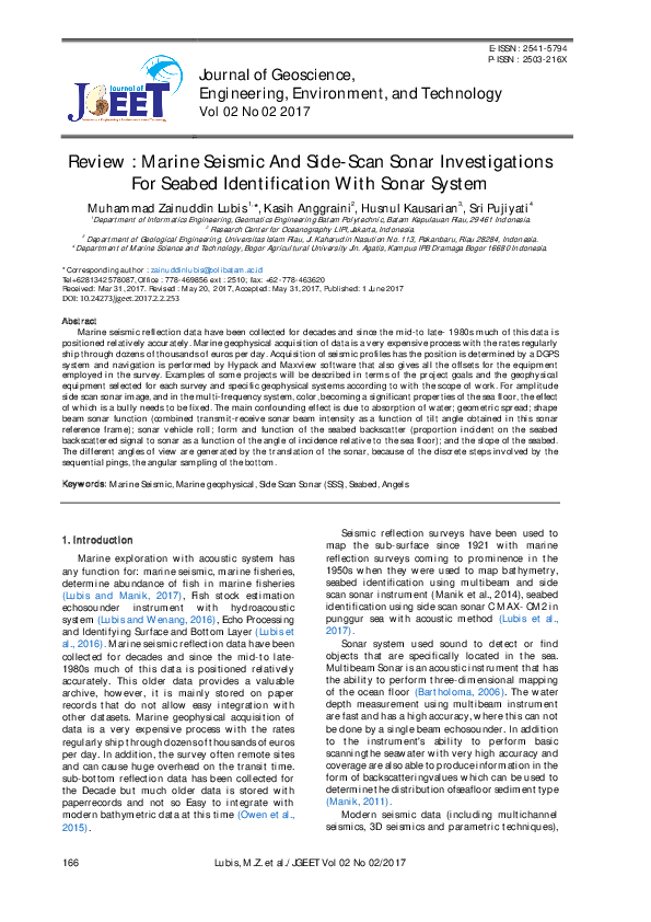 Pdf Review Marine Seismic And Side Scan Sonar Investigations For