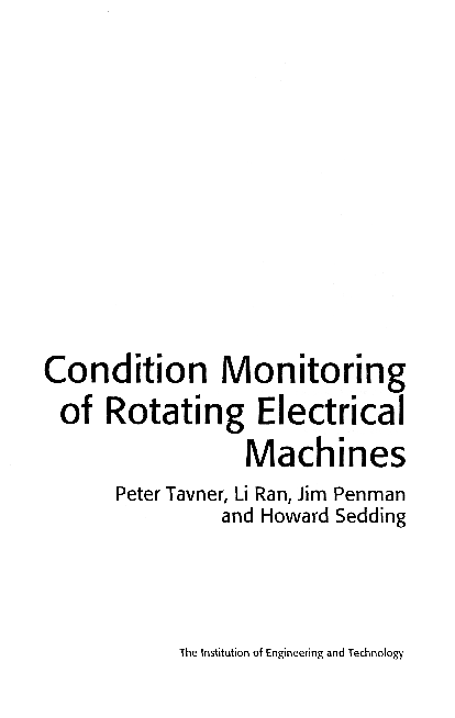 (PDF) Condition Monitoring of Rotating Electrical Machines