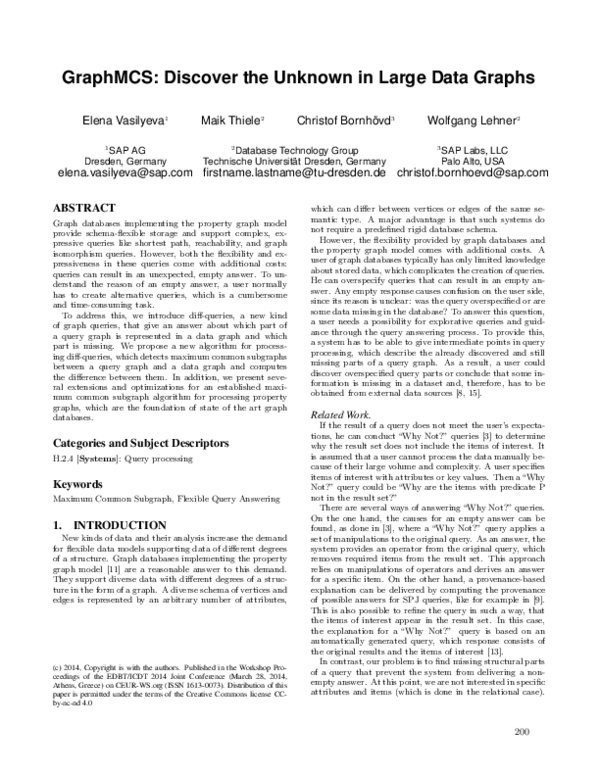 (PDF) GraphMCS: Discover the Unknown in Large Data Graphs