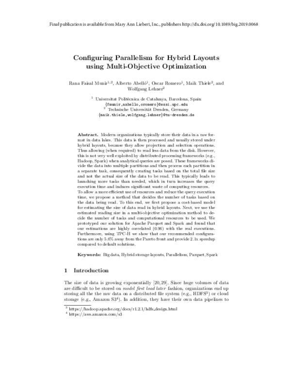 (PDF) Configuring Parallelism for Hybrid Layouts Using Multi-Objective ...