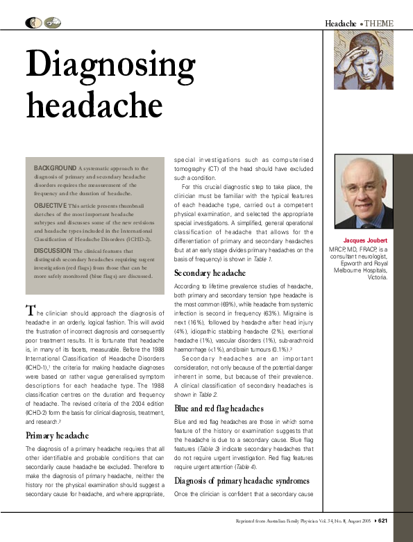 (PDF) Diagnosing headache