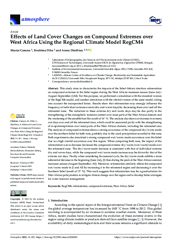 (PDF) Effects of Land Cover Changes on Compound Extremes over West ...