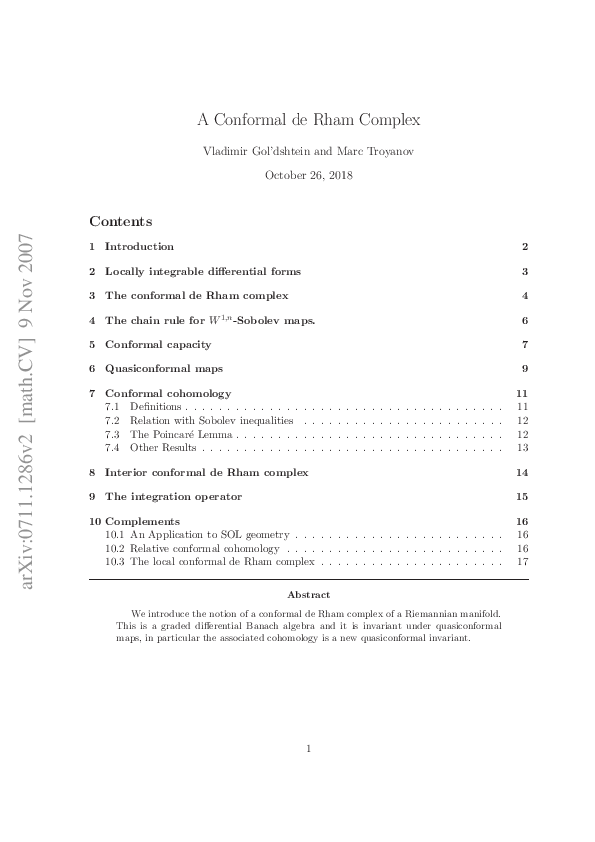 Pdf A Conformal De Rham Complex
