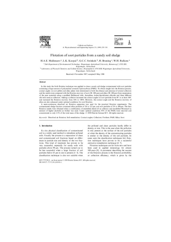 (PDF) Flotation of soot particles from a sandy soil sludge