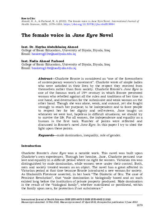 (PDF) female voice in Jane Eyre Novel