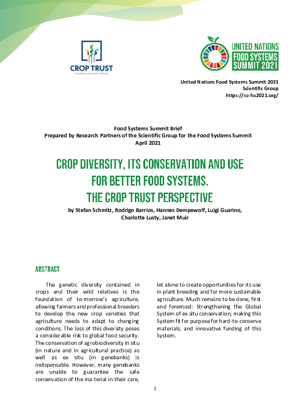 (PDF) Crop Diversity, its Conservation and Use for Better Food Systems ...