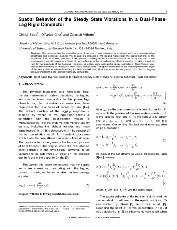 (PDF) Spatial Behavior of the Steady State Vibrations in a Dual-Phase ...
