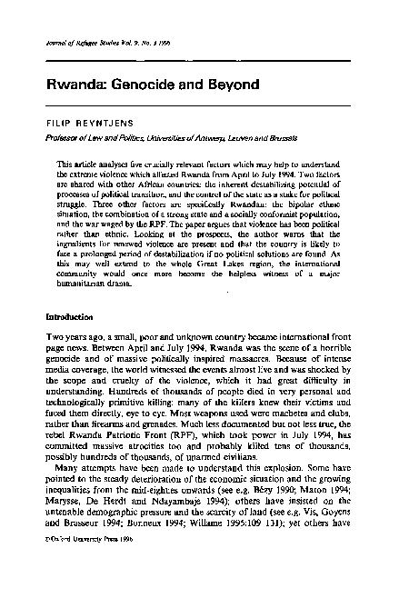 (PDF) Rwanda: Genocide and Beyond