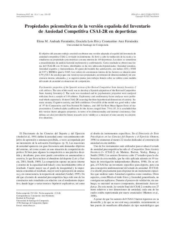 (PDF) Psychometric properties of the spanish version of the Revised ...