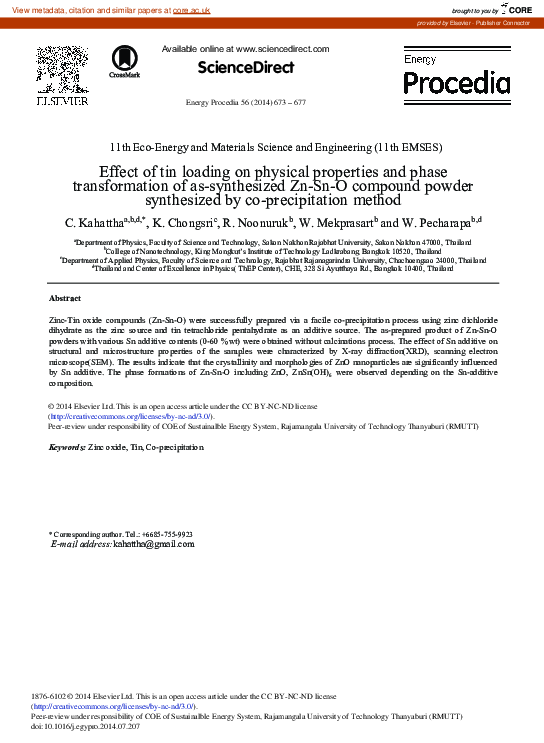 (PDF) Effect of Tin Loading on Physical Properties and Phase ...