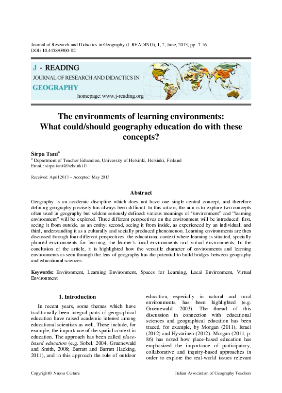 (PDF) Learning Environments: What are They?