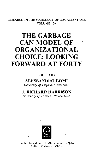 (PDF) The Garbage Can Model of Organizational Choice: Looking Forward ...
