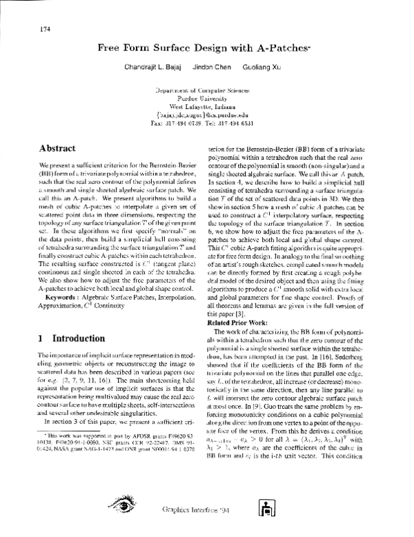 (PDF) Free form surface design with A-patches