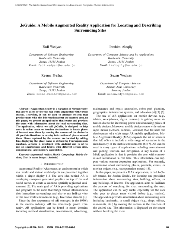 (PDF) JoGuide: A Mobile Augmented Reality Application for Locating and Describing