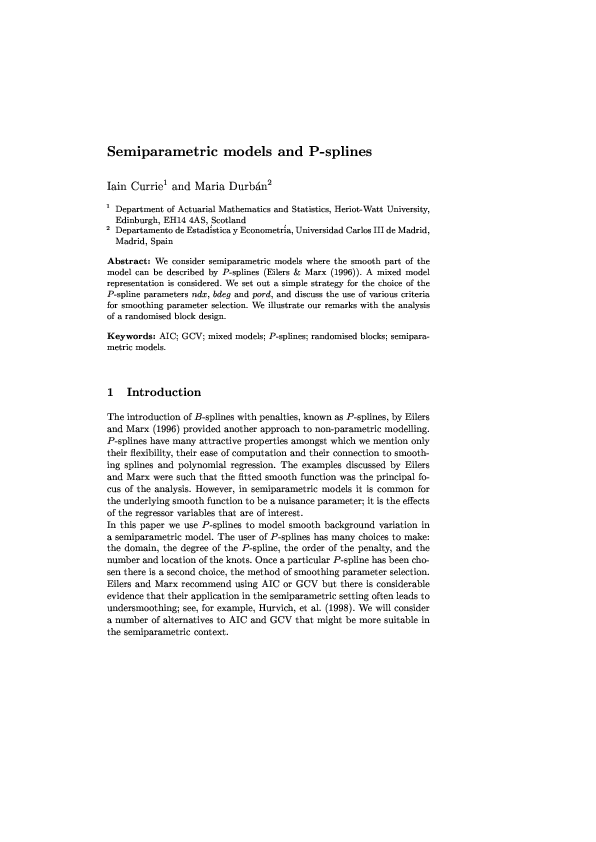 (PDF) Semiparametric Models and P-Splines