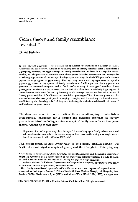 (PDF) Genre theory and family resemblance—revisited