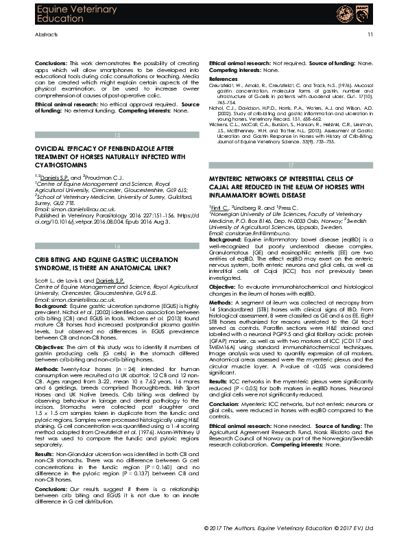 (PDF) Crib Biting And Equine Gastric Ulceration Syndrome, Is There An ...