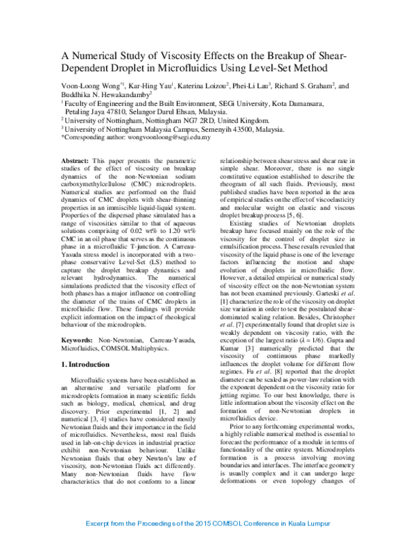 (PDF) A Numerical Study of Viscosity Effects on the Breakup of Shear- Dependent Droplet in ...