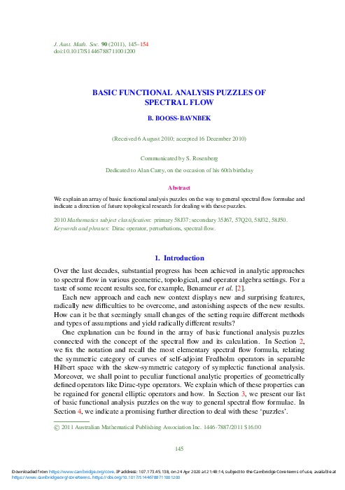 (PDF) Basic Functional Analysis Puzzles of Spectral Flow | Bernhelm ...
