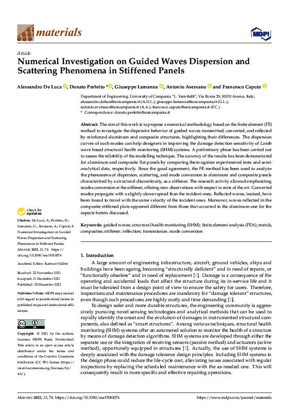 (PDF) Numerical Investigation on Guided Waves Dispersion and Scattering Phenomena in Stiffened ...
