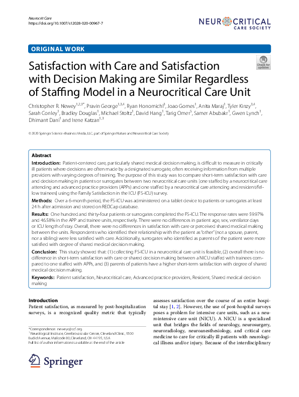 (PDF) Satisfaction with Care and Satisfaction with Decision Making are ...