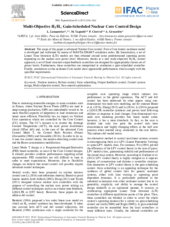 (PDF) Multi-Objective H 2 /H ∞ Gain-Scheduled Nuclear Core Control Design