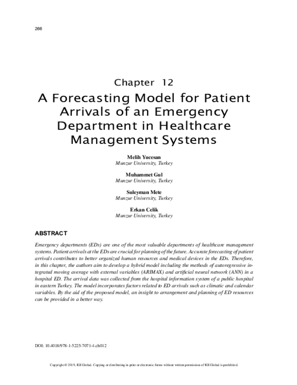 (PDF) A Forecasting Model for Patient Arrivals of an Emergency ...