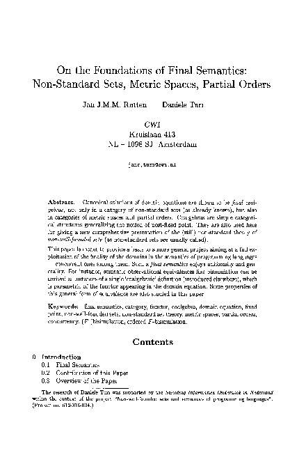 Pdf On The Foundations Of Final Semantics Non Standard Sets Metric
