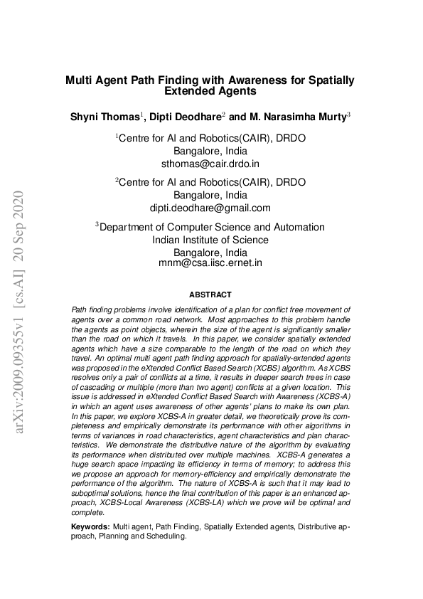 (PDF) Multi Agent Path Finding with Awareness for Spatially Extended Agents