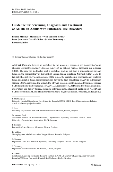 (PDF) Guideline for Screening, Diagnosis and Treatment of ADHD in ...