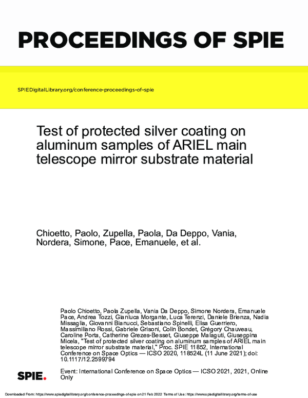 (PDF) Test of protected silver coating on aluminum samples of ARIEL ...