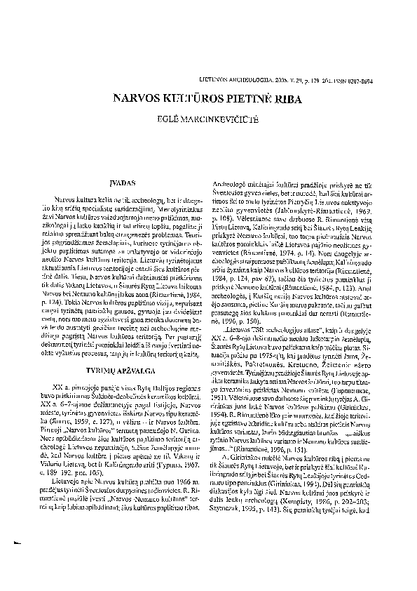(PDF) Southern border of the Narva culture