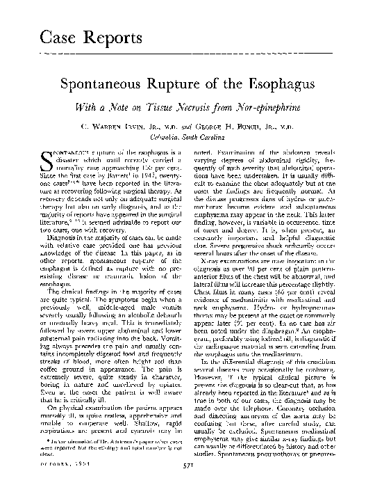 (PDF) Spontaneous rupture of the esophagus | Paul Lewis - Academia.edu
