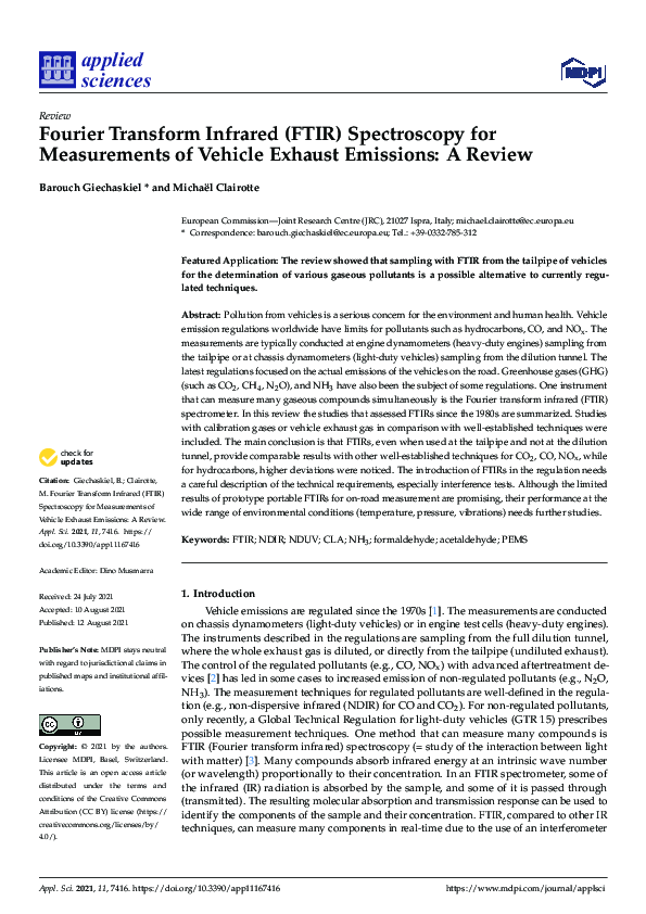 Pdf Fourier Transform Infrared Ftir Spectroscopy For Measurements