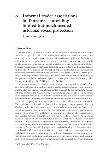 (PDF) Informal trader associations in Tanzania – providing limited but much-needed informal ...