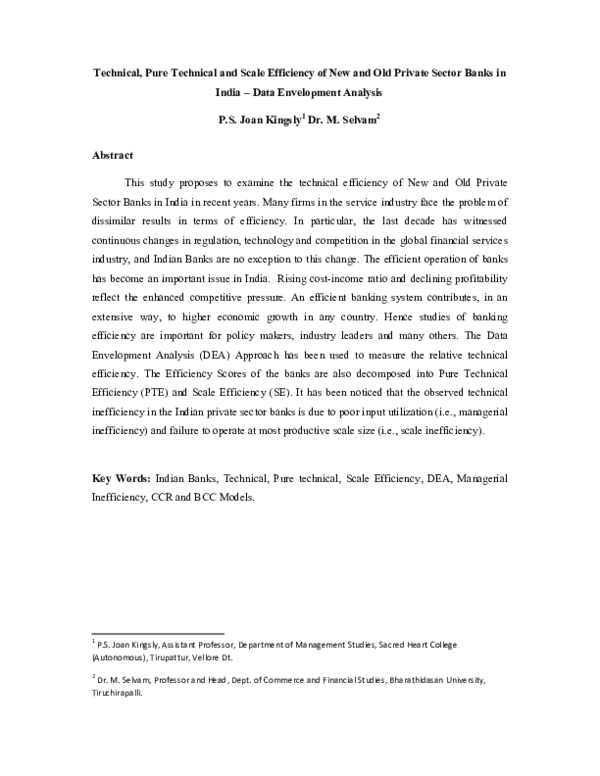 (PDF) Technical, Pure Technical and Scale Efficiency of New and Old ...