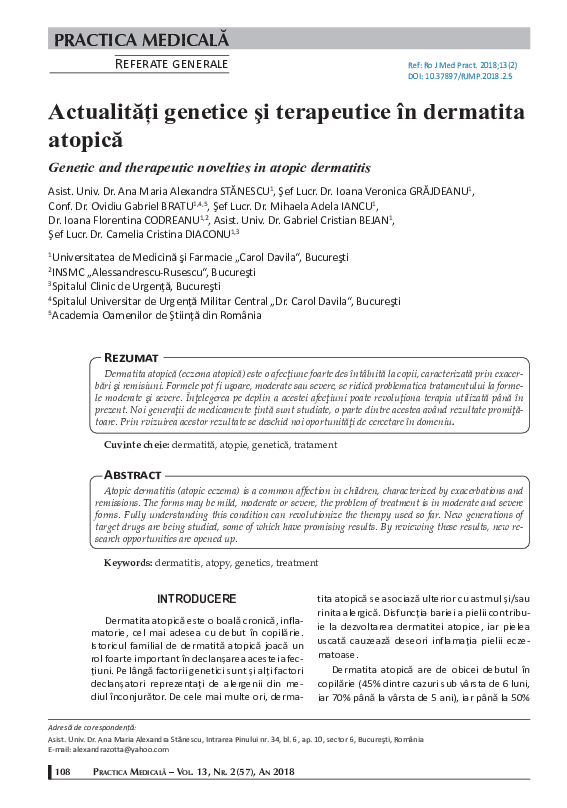 (PDF) Genetic and therapeutic novelties in atopic dermatitis