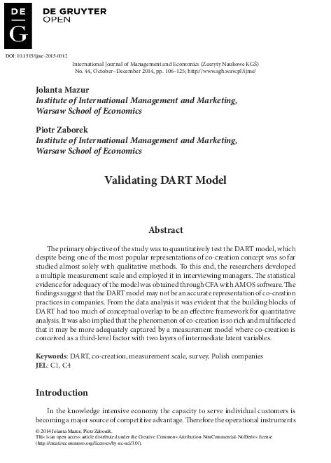 (PDF) Validating Dart Model (PDF) Validating Dart Model