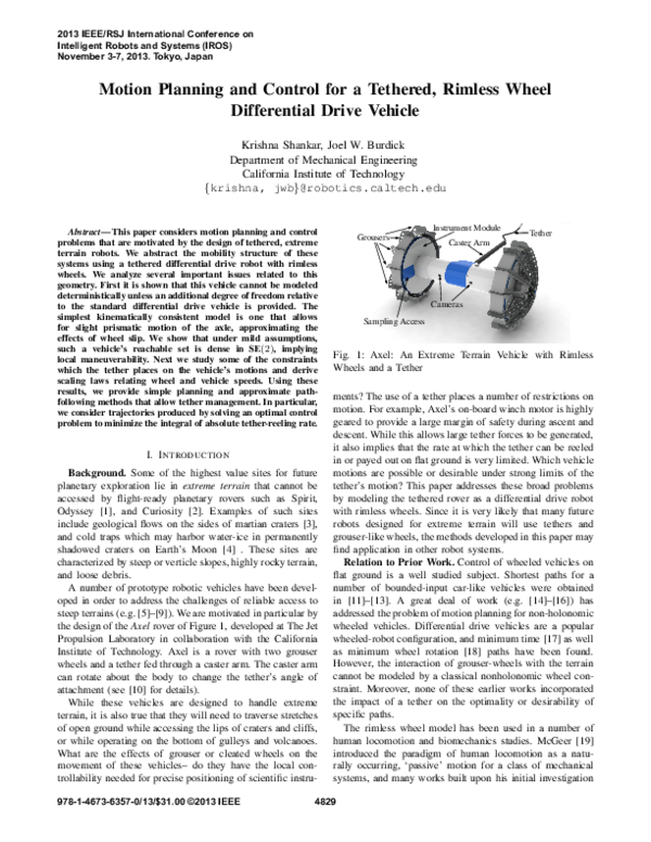 (PDF) Motion planning and control for a tethered, rimless wheel ...