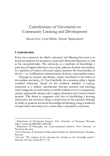 (PDF) Contributions of Universities to Community Learning and Development