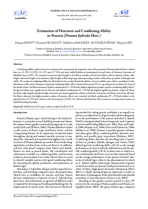 (PDF) Estimation of Heterosis and Combining Ability in Oats (Avena ...