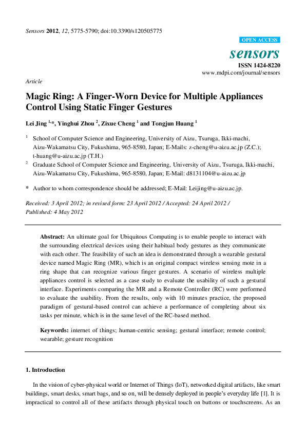 (PDF) Magic Ring: A Finger-Worn Device for Multiple Appliances Control ...